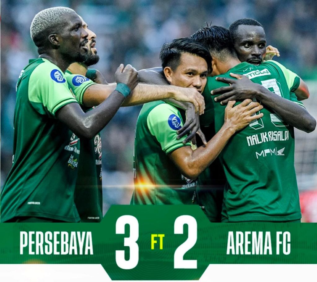 Persebaya Bungkam Arema 3-2 di Stadion GBT Surabaya